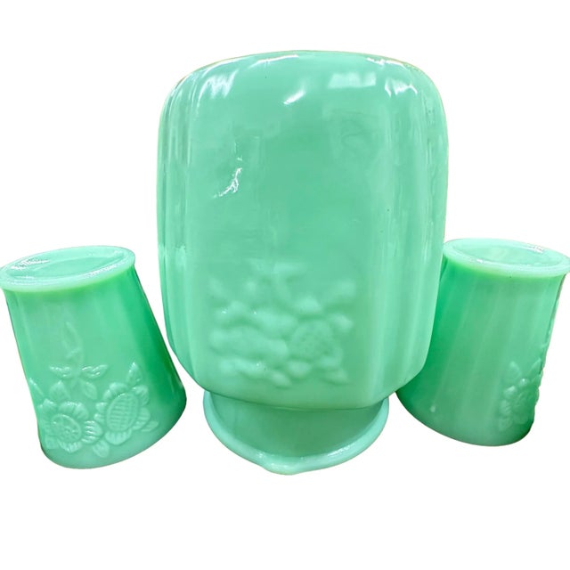 Jadeite Juice Pitcher Mayfair Design - 5 Piece Set | Chairish