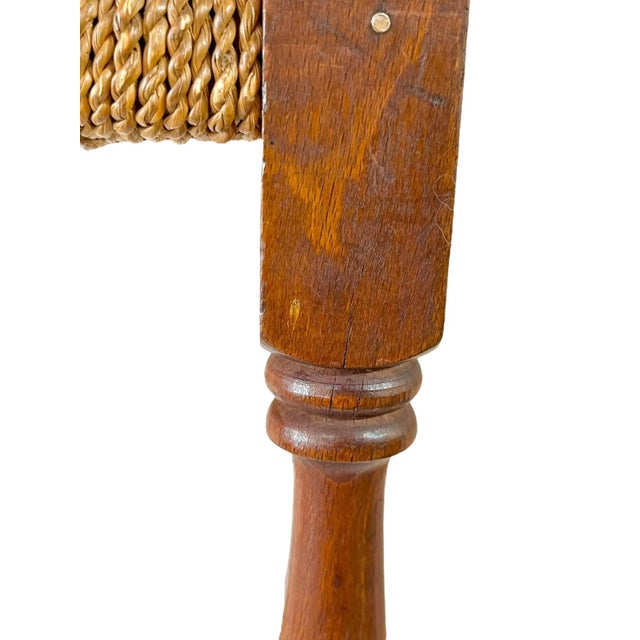 Early 20th Century Antique English Oak Rope Stool | Chairish