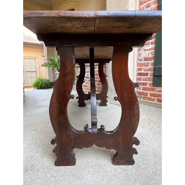 Antique Italian Trestle Dining Table Desk Walnut 6 Ft Console Table ...
