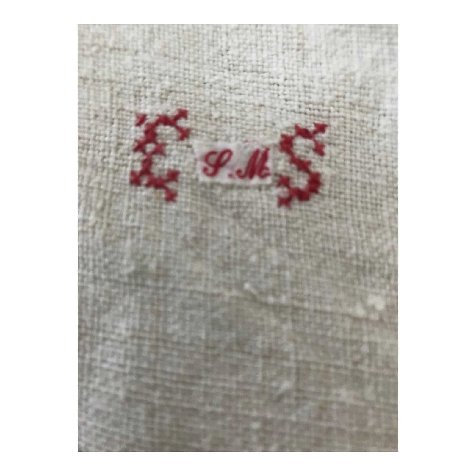 Late 19th Century French Homespun Linen Fabric from Monogrammed Bed ...