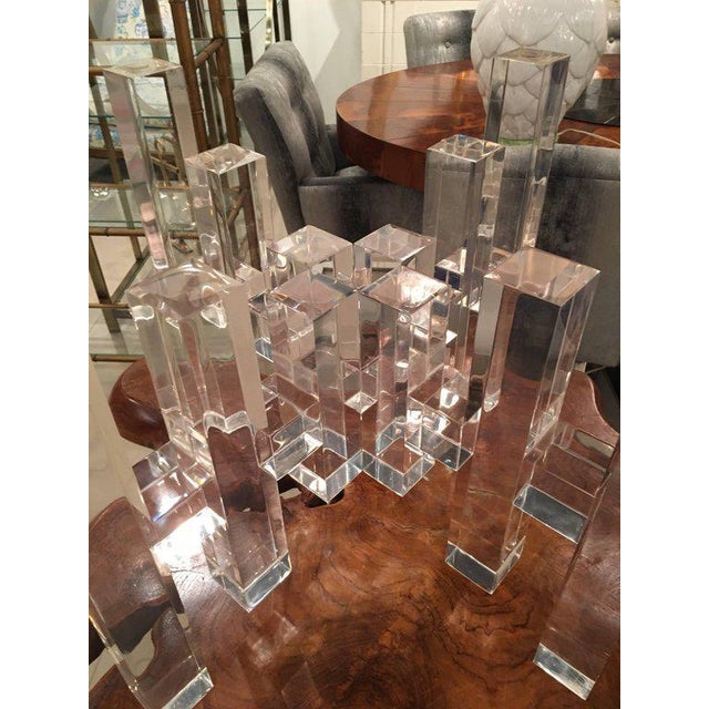Lucite Skyscraper Architectural Columns Coffee Cocktail Table | Chairish
