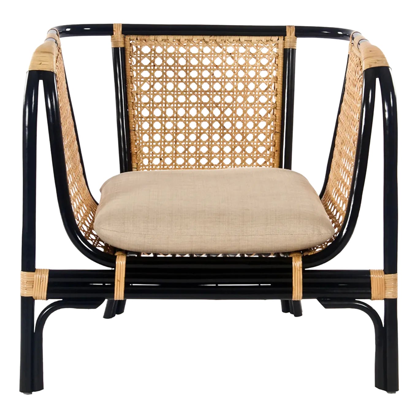 Matthew Izzo Home Quay Bamboo & Rattan Cane Lounge Chair | Chairish