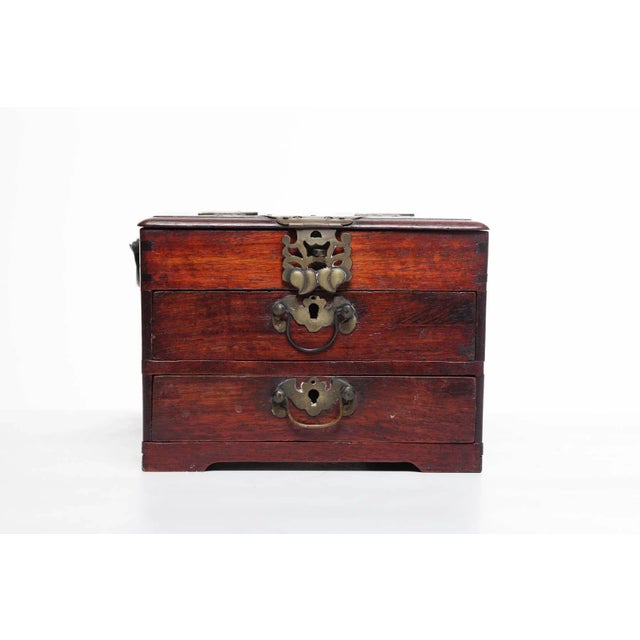 Antique Chinese Hongmu Cosmetic Barber Box With Fold Up Mirror | Chairish
