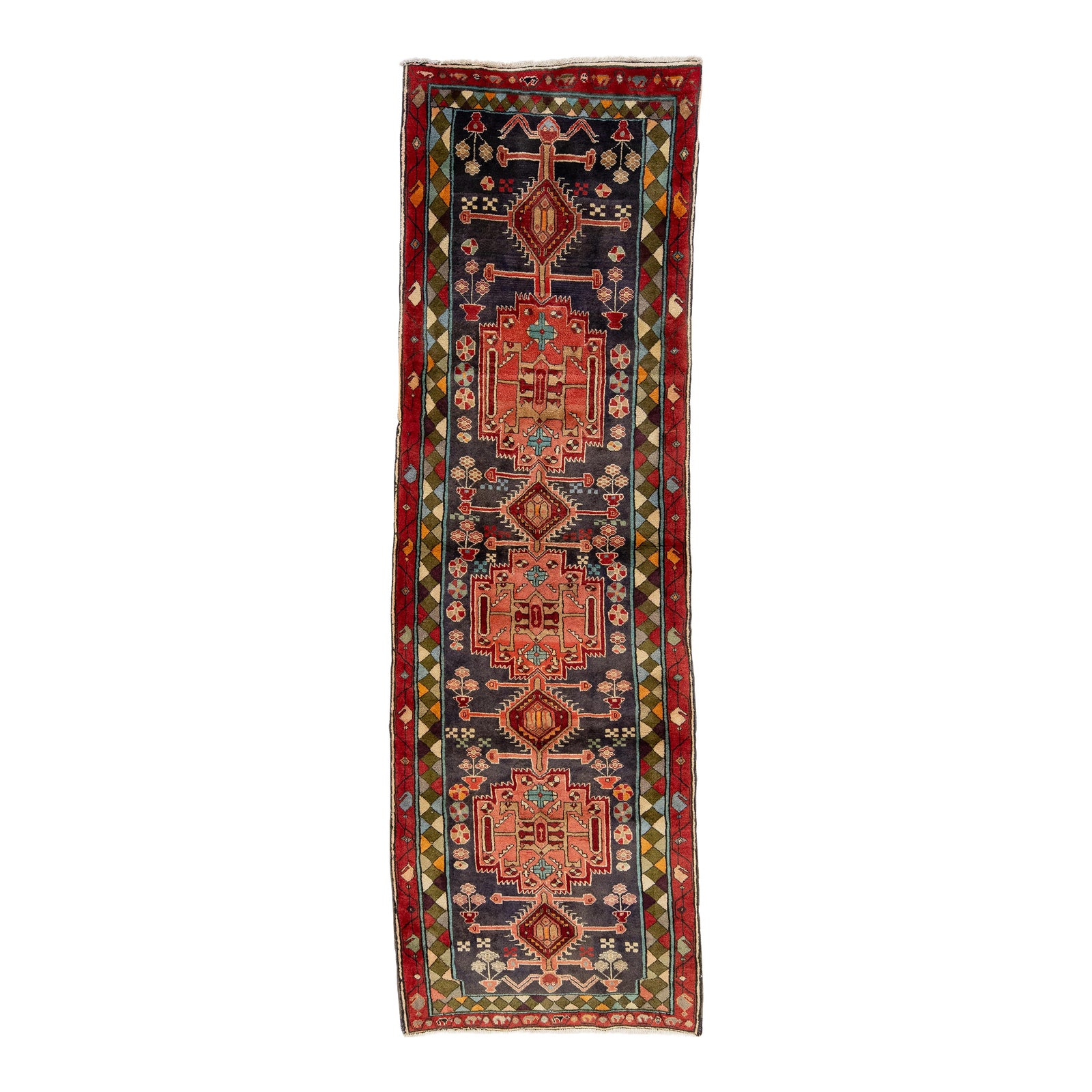 1960s Vintage Persian Heriz Wool Rug With Multicolor Geometric Design ...