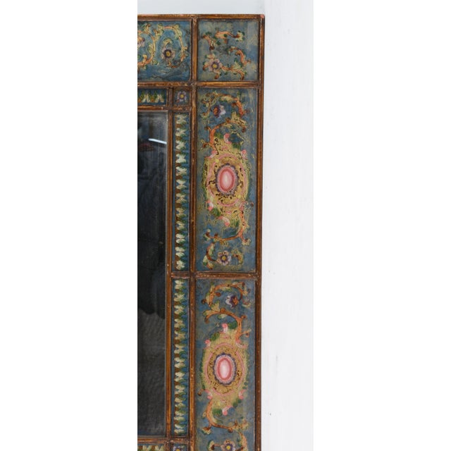 Vintage Wooden Hand-Painted Reverse Mirror | Chairish