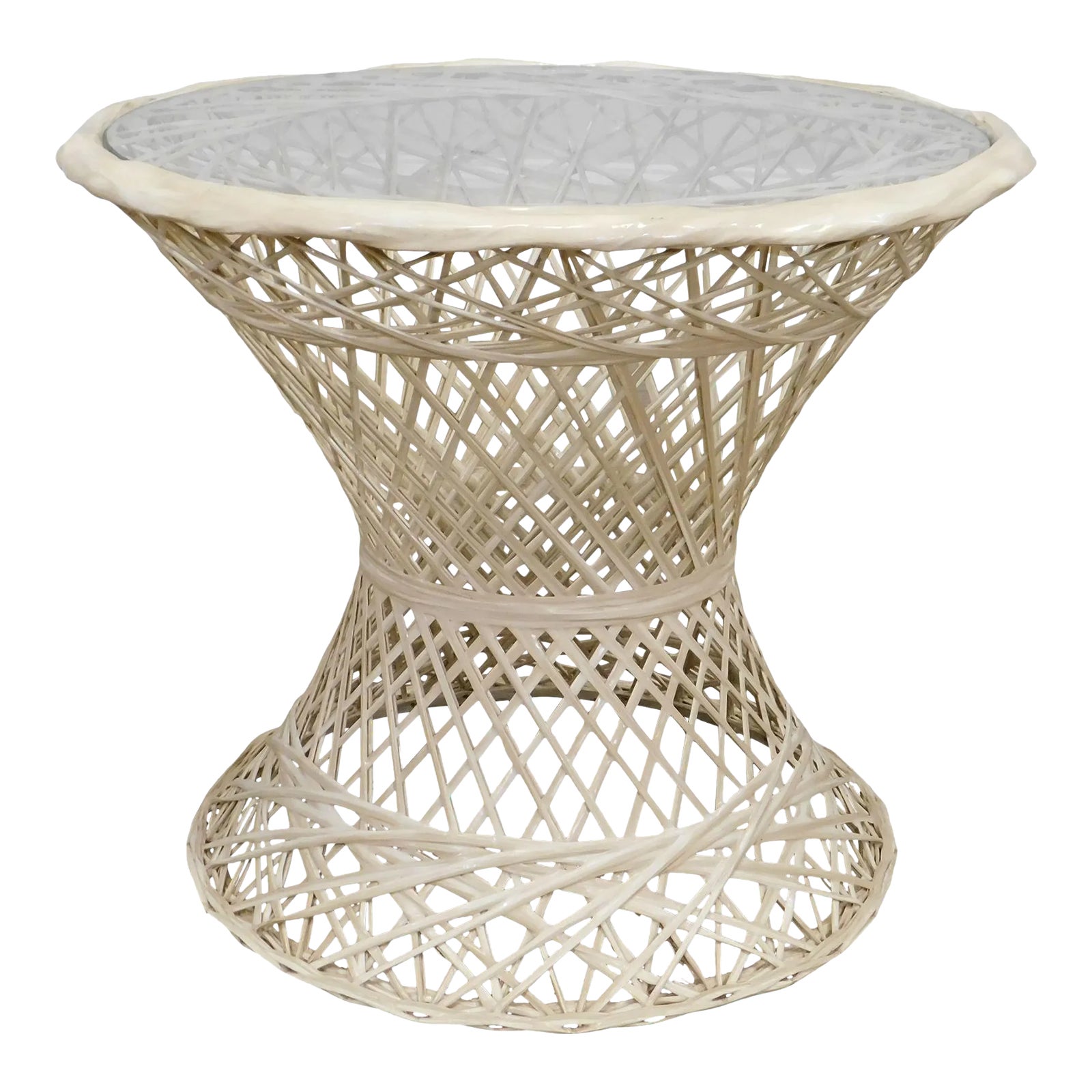 Russell Woodard Spun Fiberglass Mid Century Modern Round Glass Top Side ...