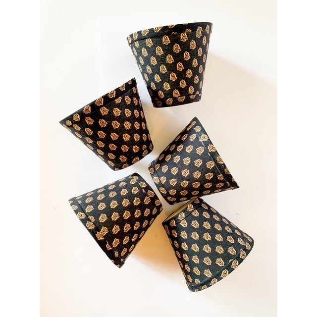 Vintage Block Print Chandelier Lamp Shades - Set of 5 | Chairish