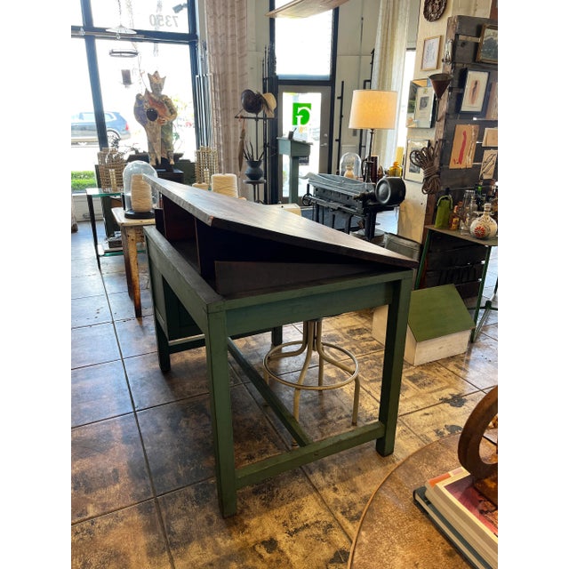 Late 20th Century Green Wood Drafting Table | Chairish