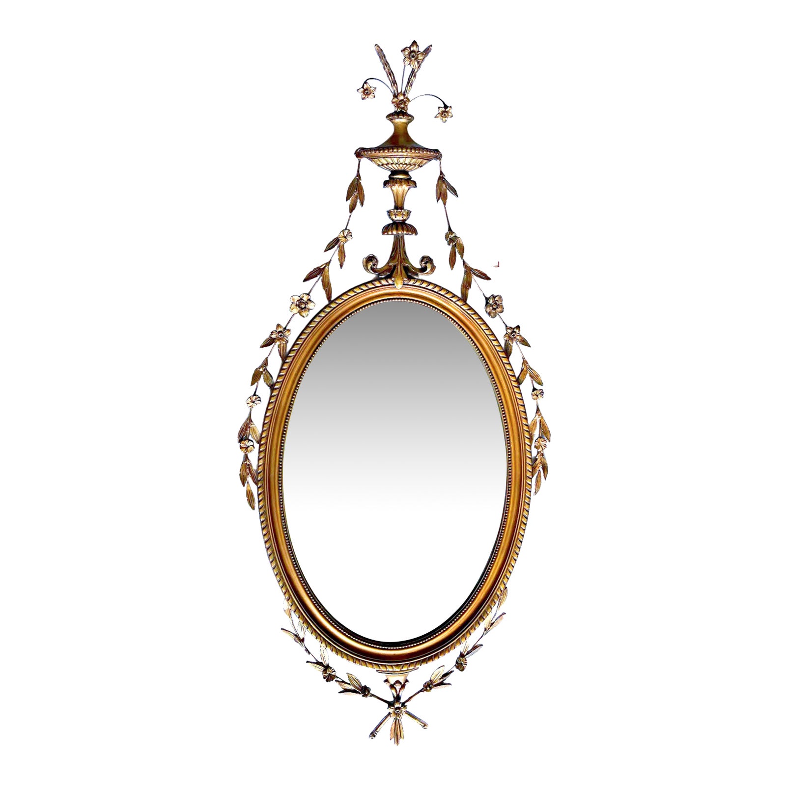 1940's Friedman Brothers Large Oval Adams Style Gilt-Wood Wall Mirror ...