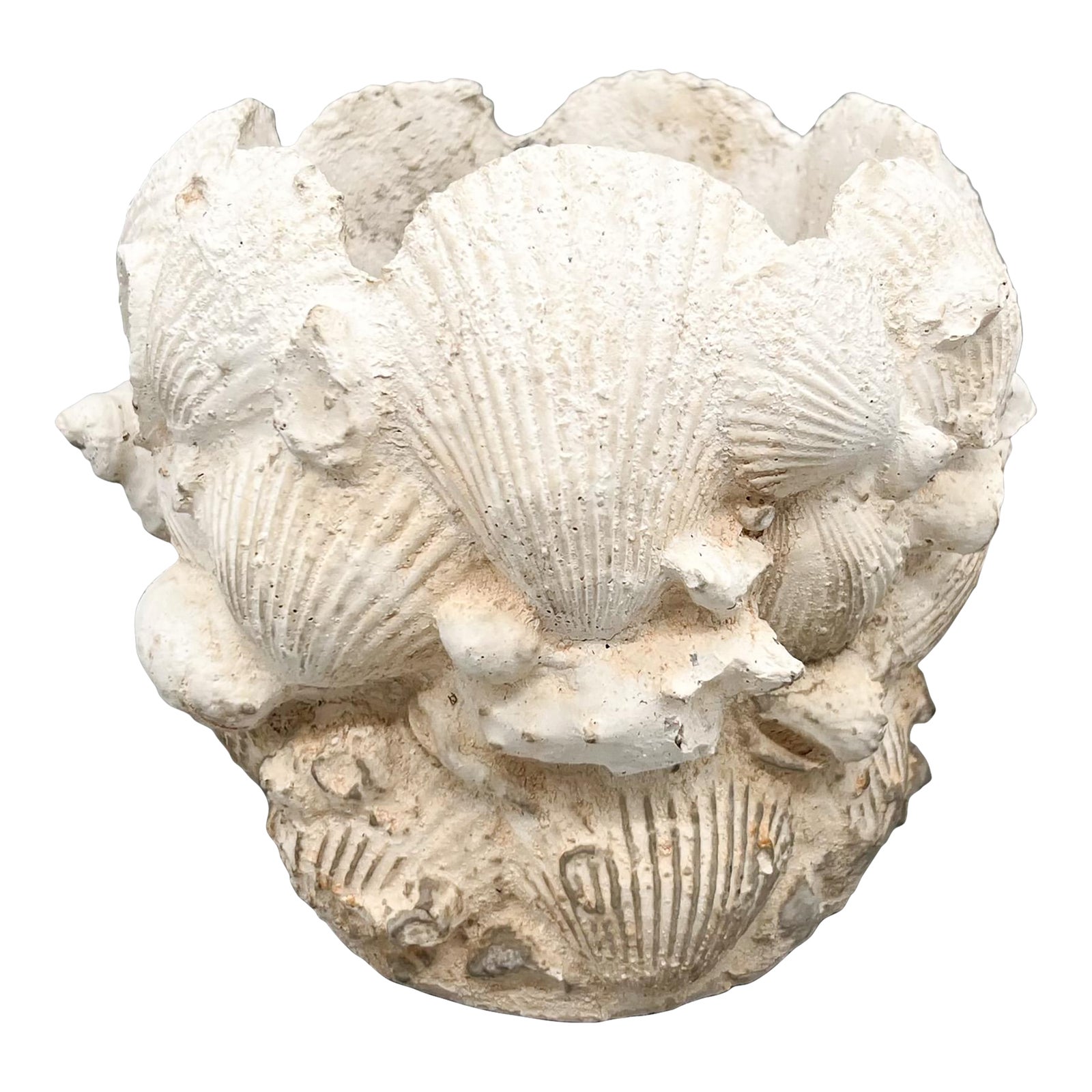 Vintage Coquillage Cast Concrete Shell Planter - Coastal, Grotto ...