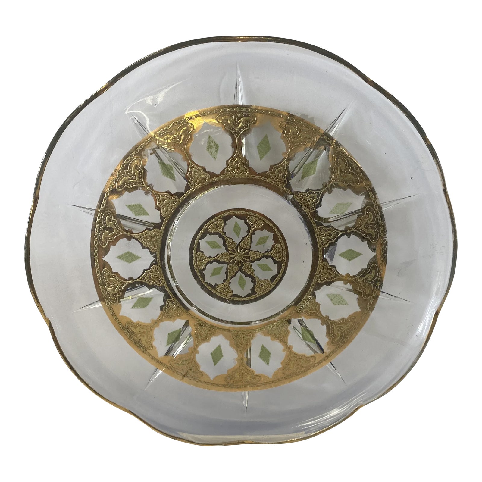 1970s Culver Valencia Round Glass Platter | Chairish