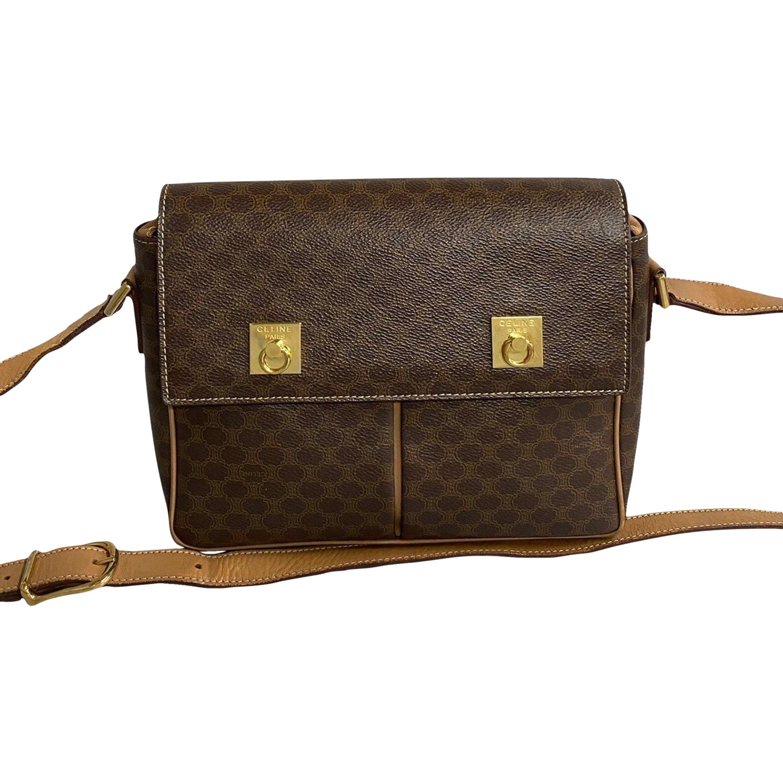 Celine Macadam Blason Ring Metal Fittings Leather Shoulder Bag Pochette ...
