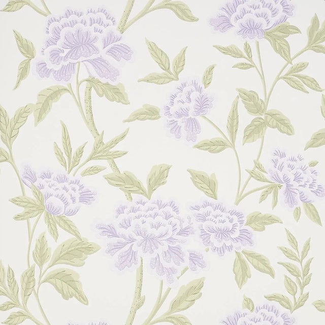 Sample - Schumacher Whitney Floral Wallpaper in Lavendar | Chairish