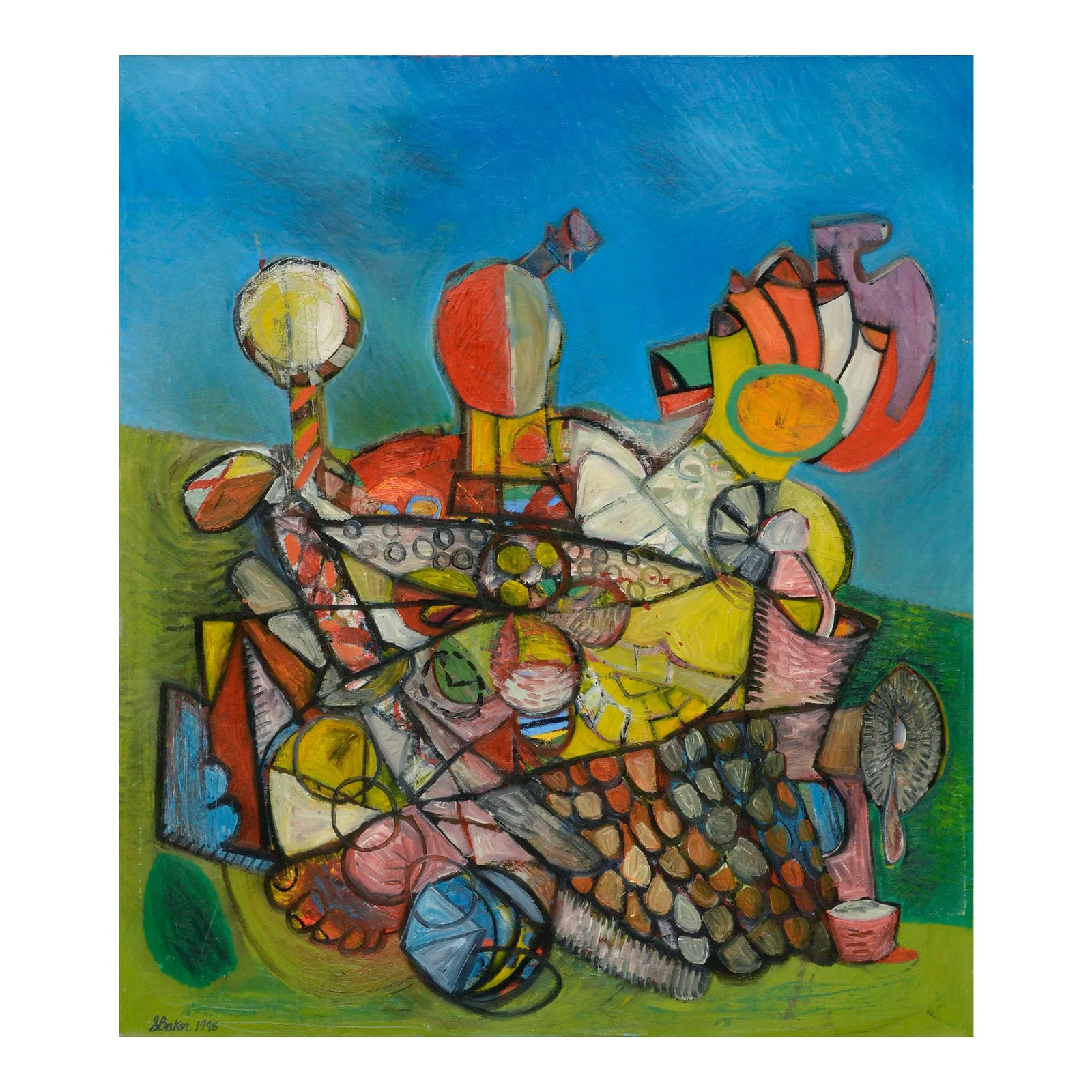 Colorful Samurai, Large-Scale Modern Figural Geometric Abstract by ...