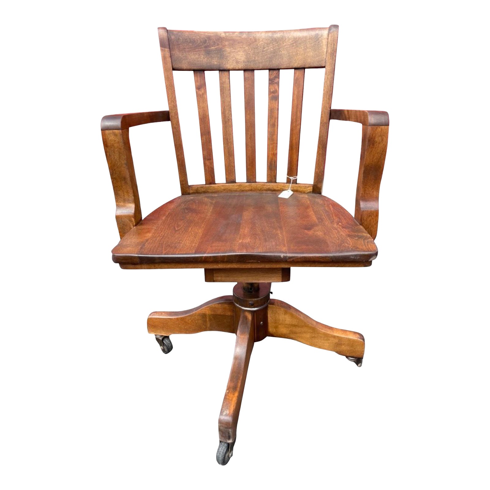 Mid 20th Century Oak Banker's Chair | Chairish