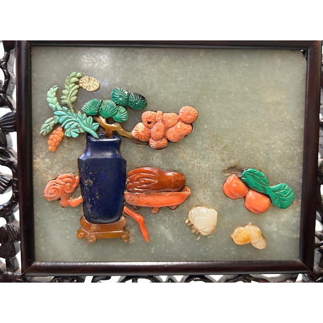 Jade Stone Plaque Precious Color Gemstone Inset Table Top Display ...