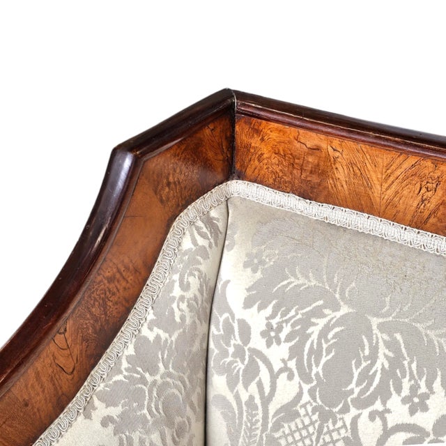 Federal Sheraton Style Mahogany Wood Silk Damask Sofa | Chairish