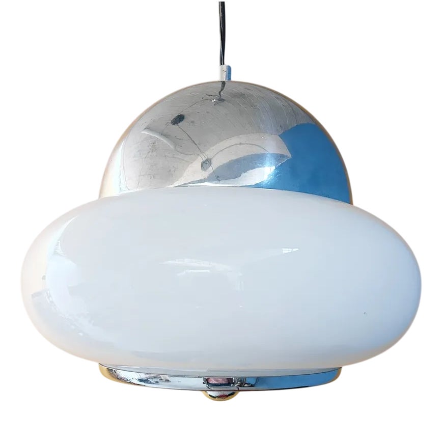 Saturn Suspension in Chrome and Opaline Glass, 1970s | Chairish
