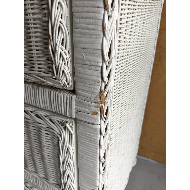 1980s Vintage Coastal White Wicker Chest of Drawers | Chairish