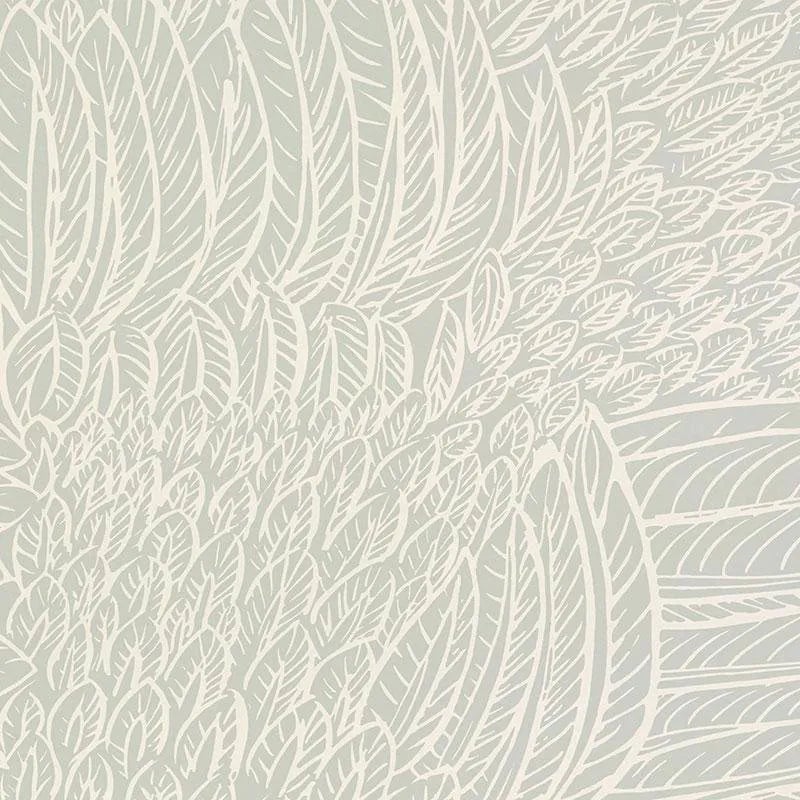 Schumacher Featherfest Wallpaper in Smoke | Chairish