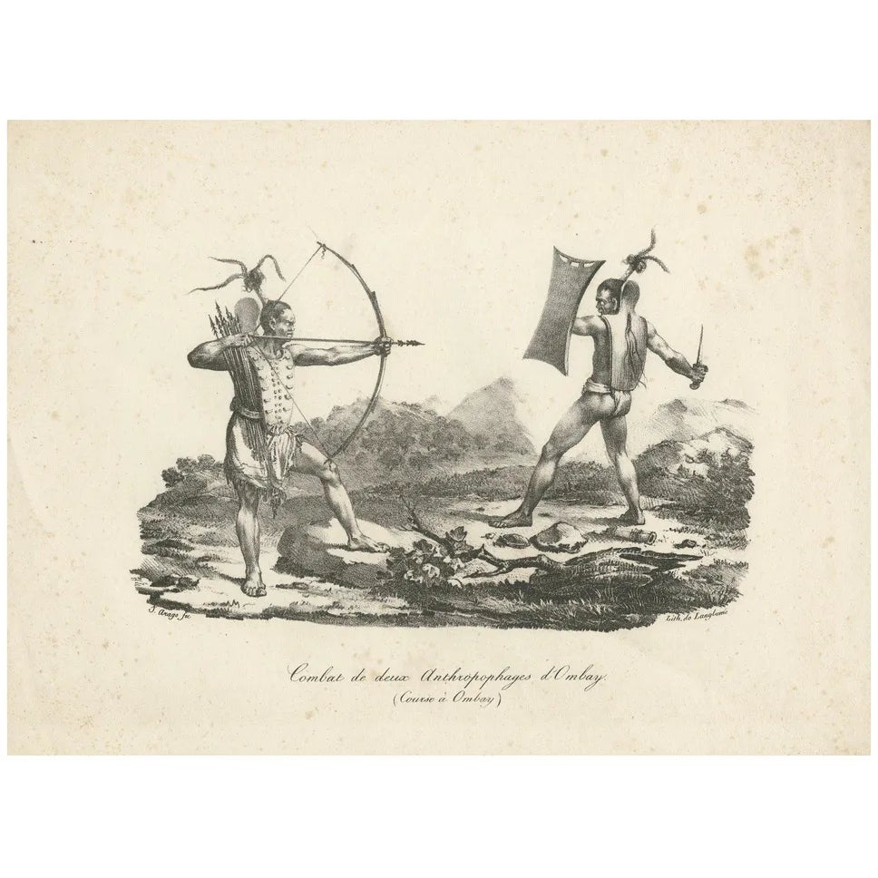 John Webber, Battle in Owhyhee (Hawaii), Combat of Two Anthropophages ...