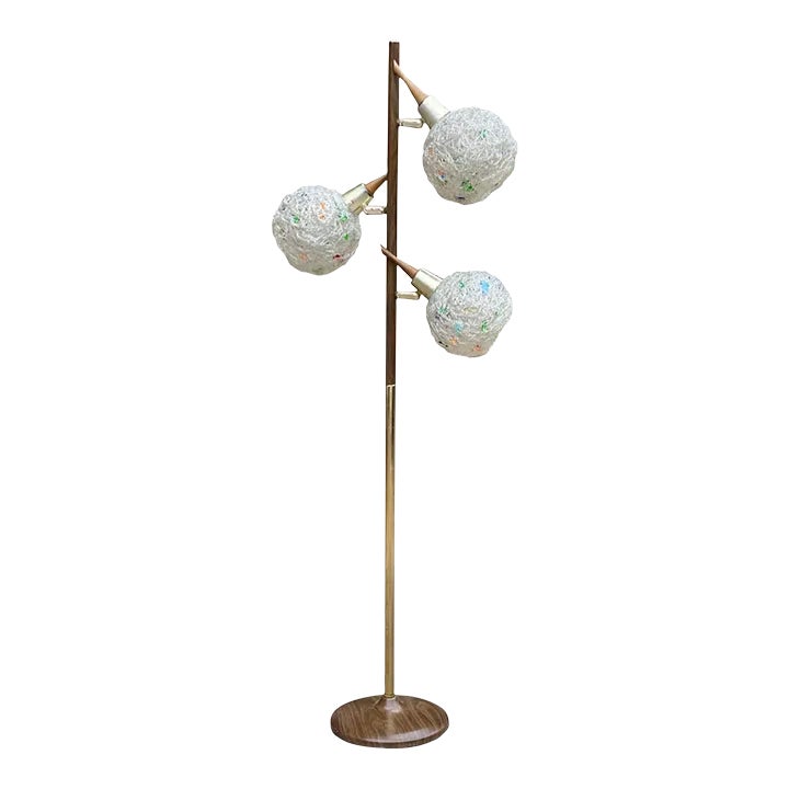 Mid-Century Atomic Spaghetti Lucite White Ice Chip 3-Globe Floor Lamp ...