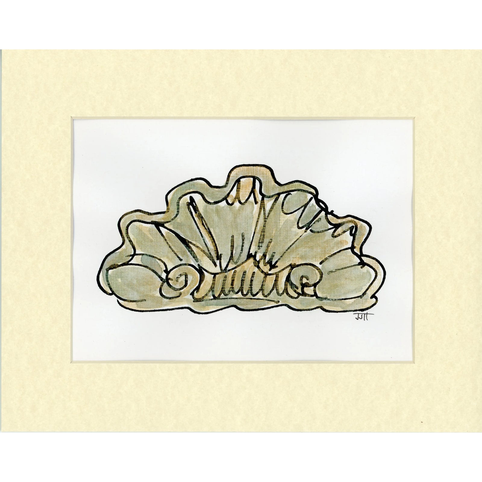 Decorative Shell #2, Watercolor and Ink Painting by JJHogan | Chairish