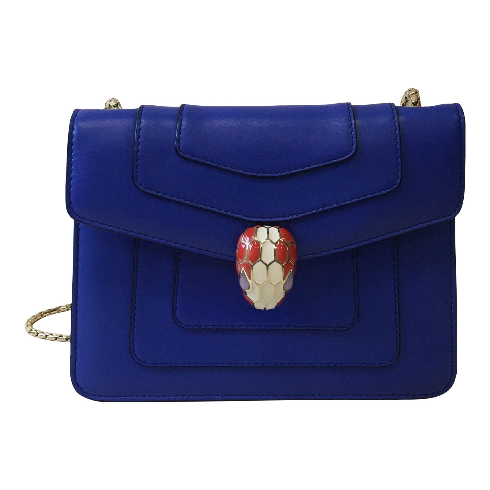 Bvlgari Blue Calfskin Serpenti Forever Crossbody Bag Sku# 69333 | Chairish