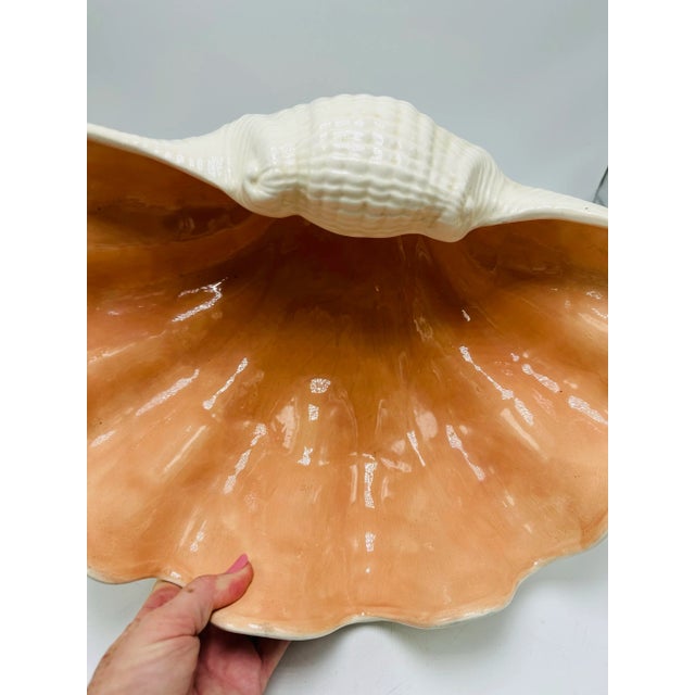 Large Vintage Coastal Ceramic Clam Shell | Chairish