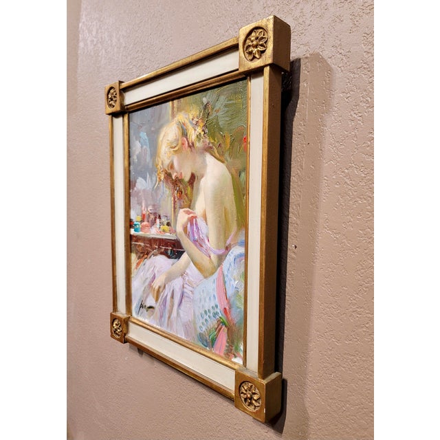 Giuseppe Pino - Girl at Her Vanity Desk - Oil Painting | Chairish
