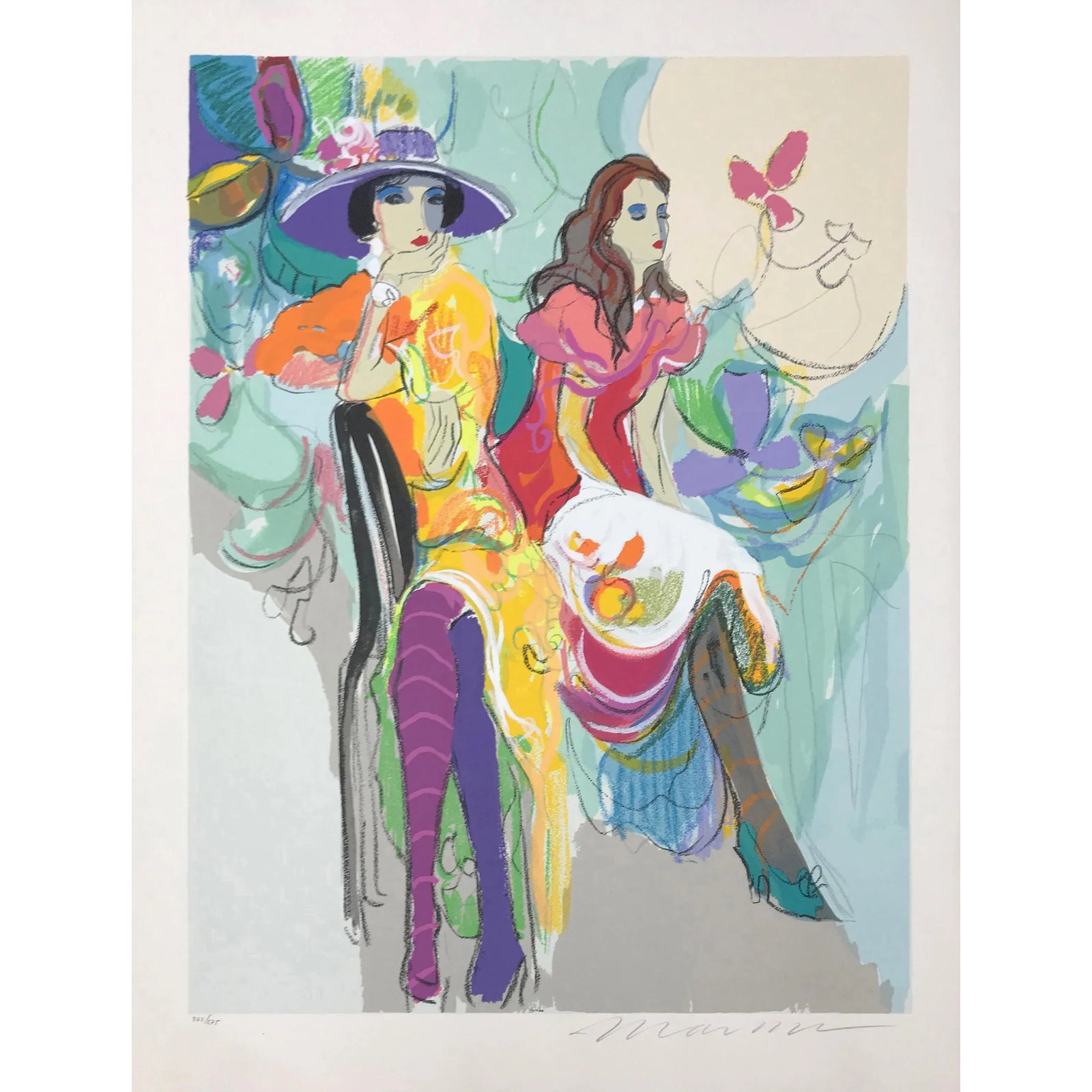 Late 20th Century "Les Coquettes I" Serigraph on Paper | Chairish