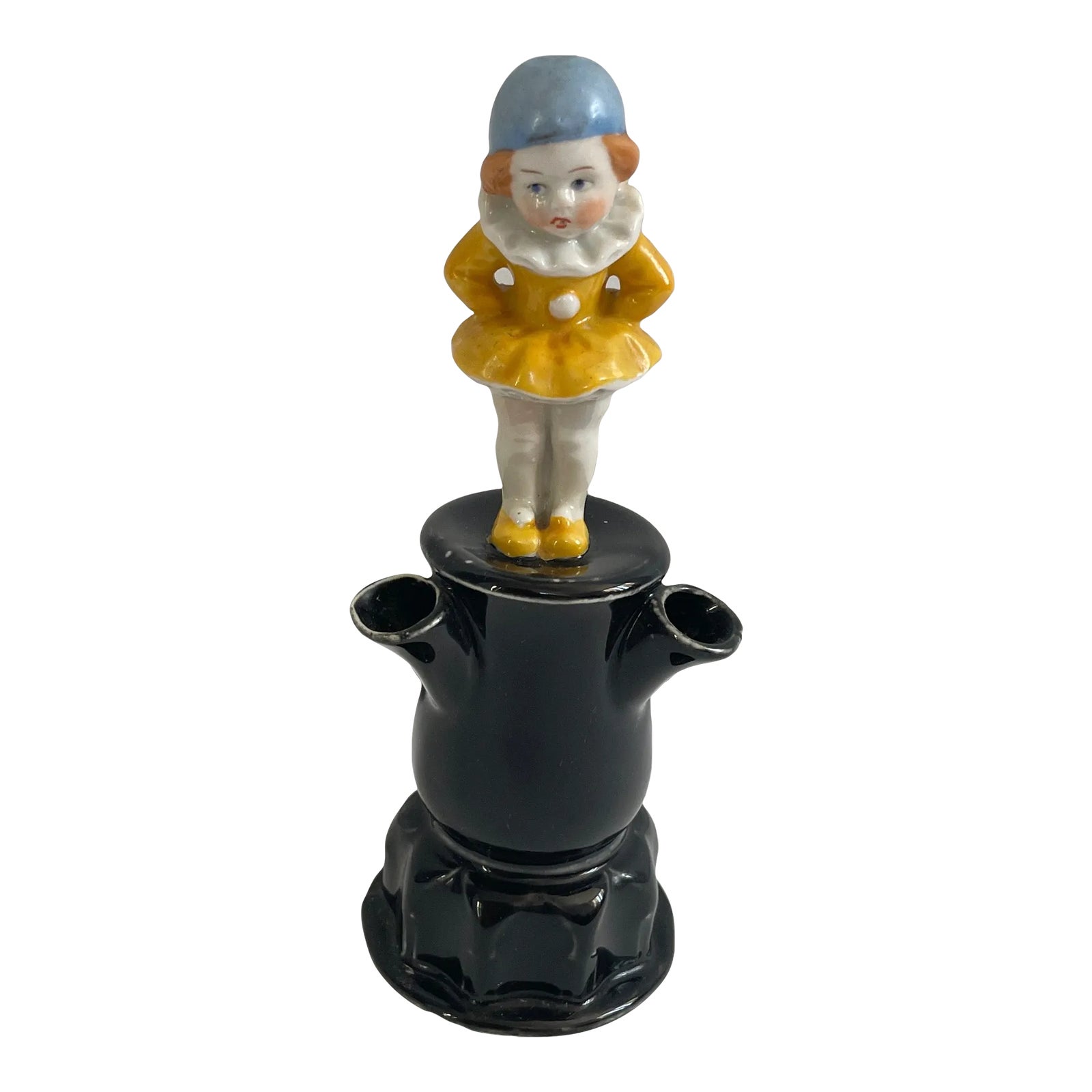 1960s Art Deco Pierrotte Clown Frog Porcelain Vase | Chairish