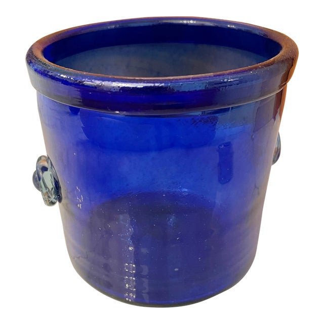 1980s Cobalt Blue Blown Glass Ice Bucket | Chairish
