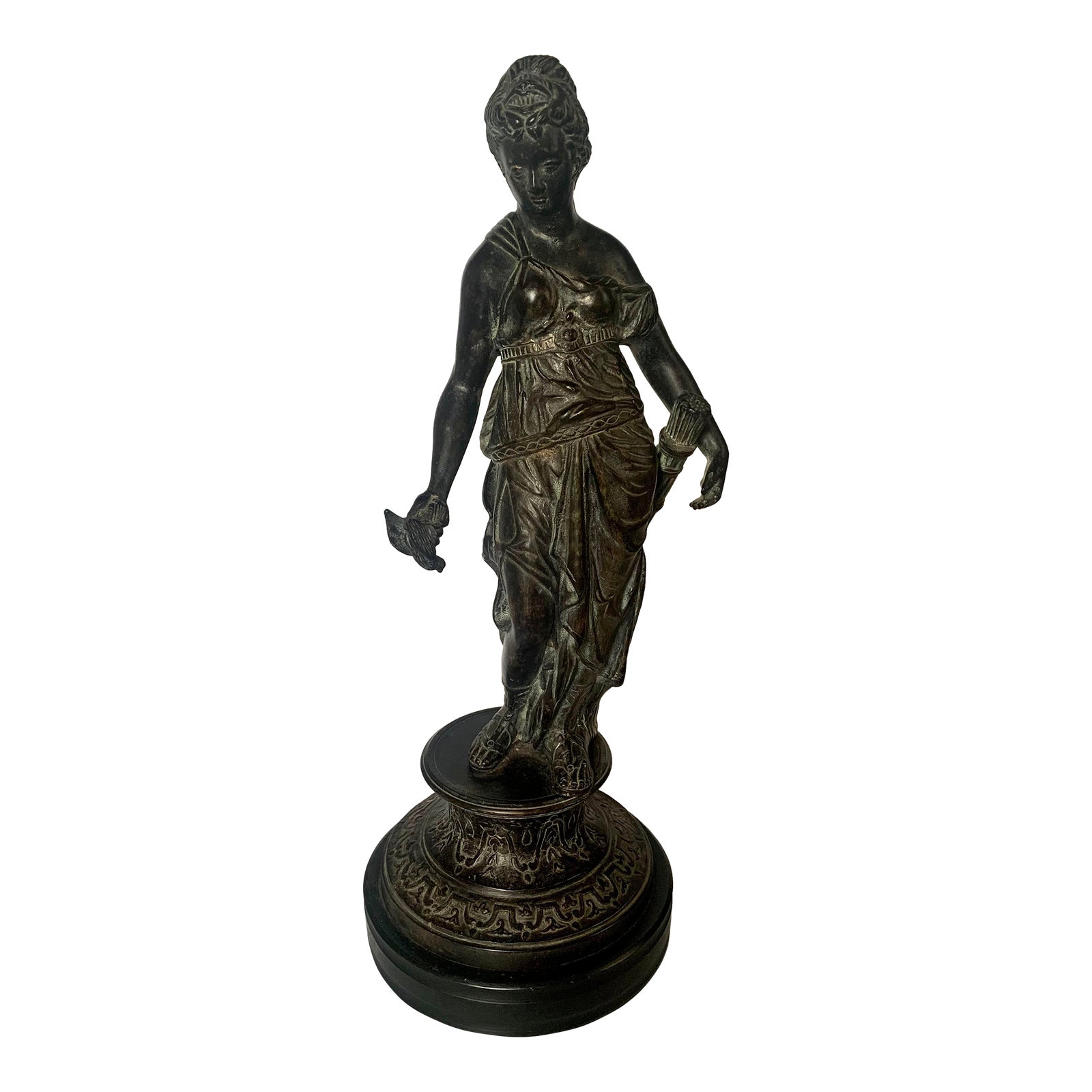 Vintage Italian Neoclassical Style Sculpture of Diana in Patinated ...