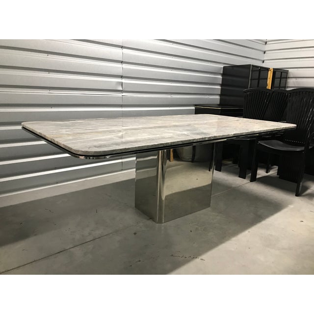 1980s Modern Brueton Rectangular Marble "Anello" Table | Chairish