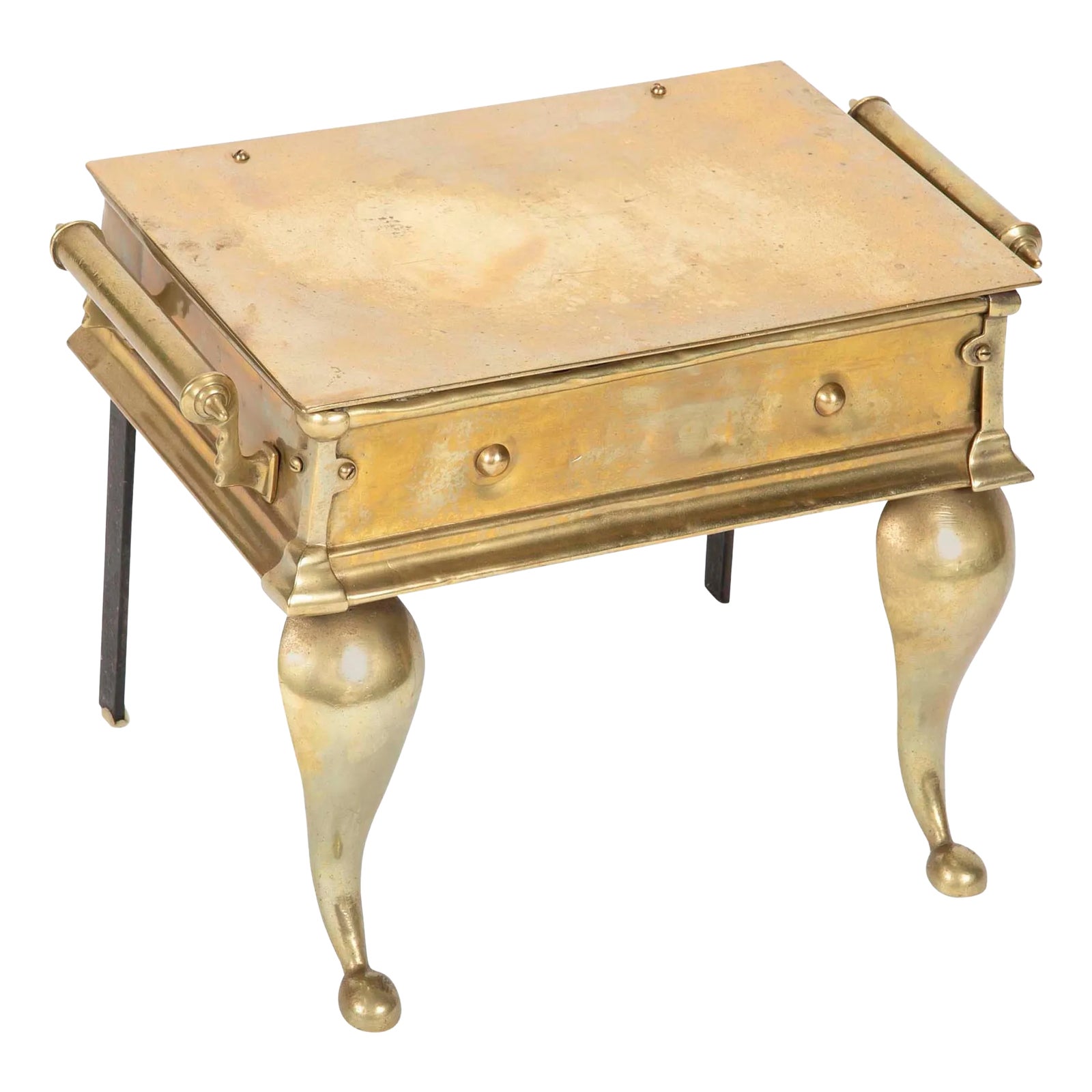 19th Century English Regency Brass Footman Stool or Side Table | Chairish