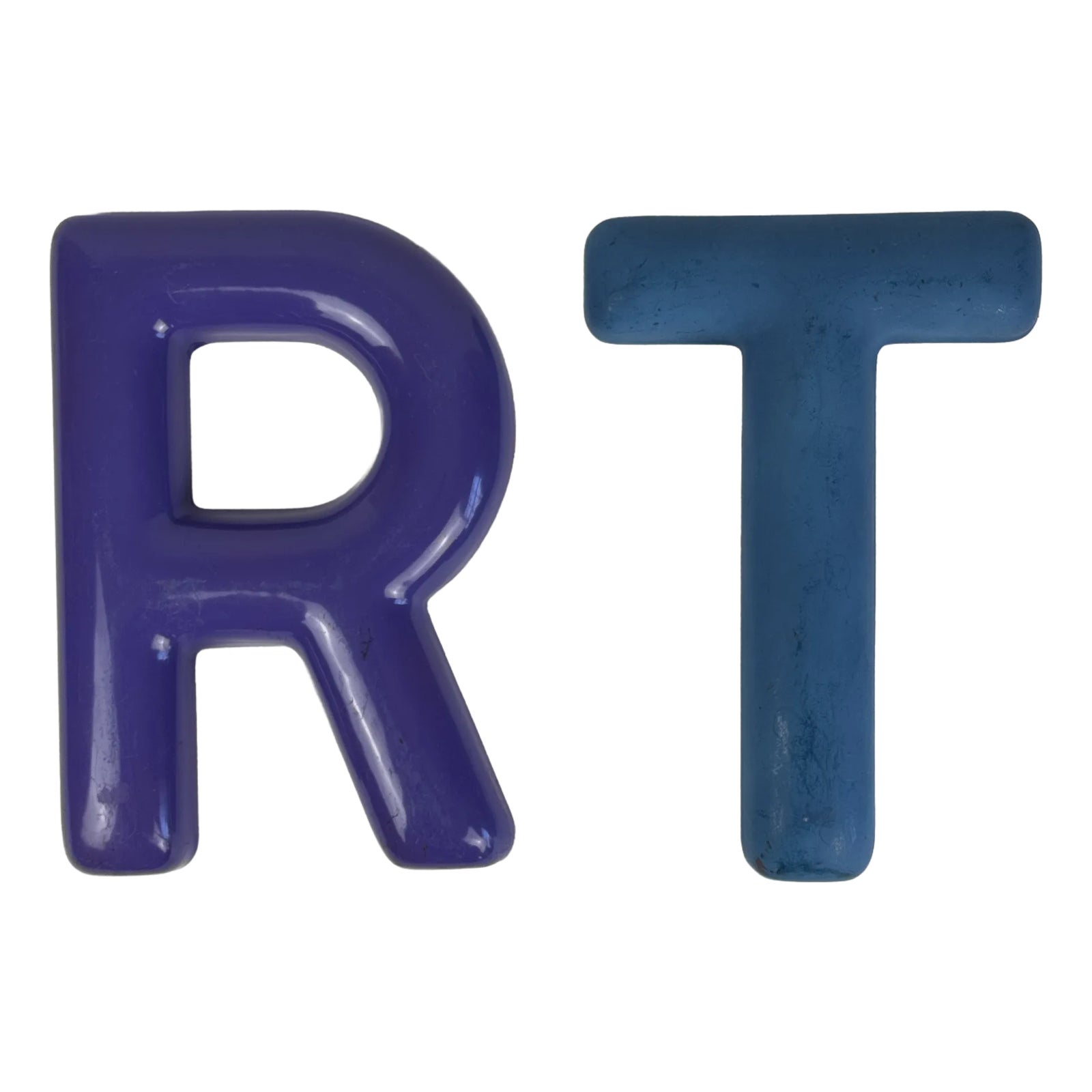 Vintage Large "R" & "T" Plastic Letter Signs in Purple and Teal Blue ...