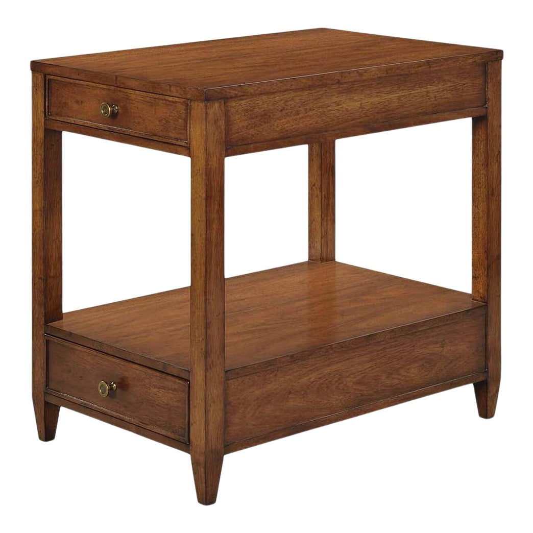 Classic Walnut Finish Narrow Side Table | Chairish