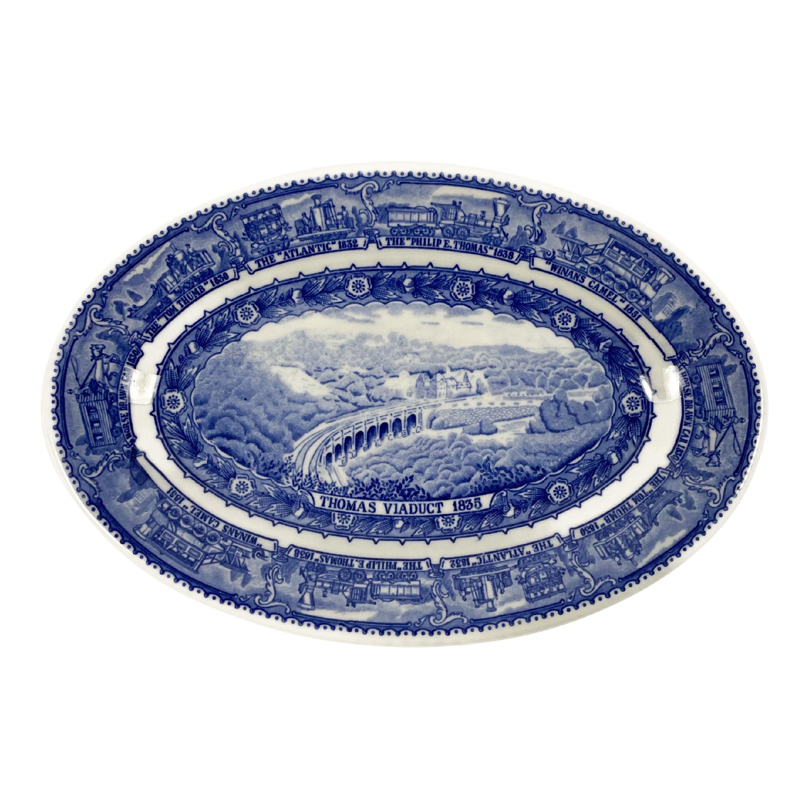 Vintage Commemorative Oval Train Plate | Chairish