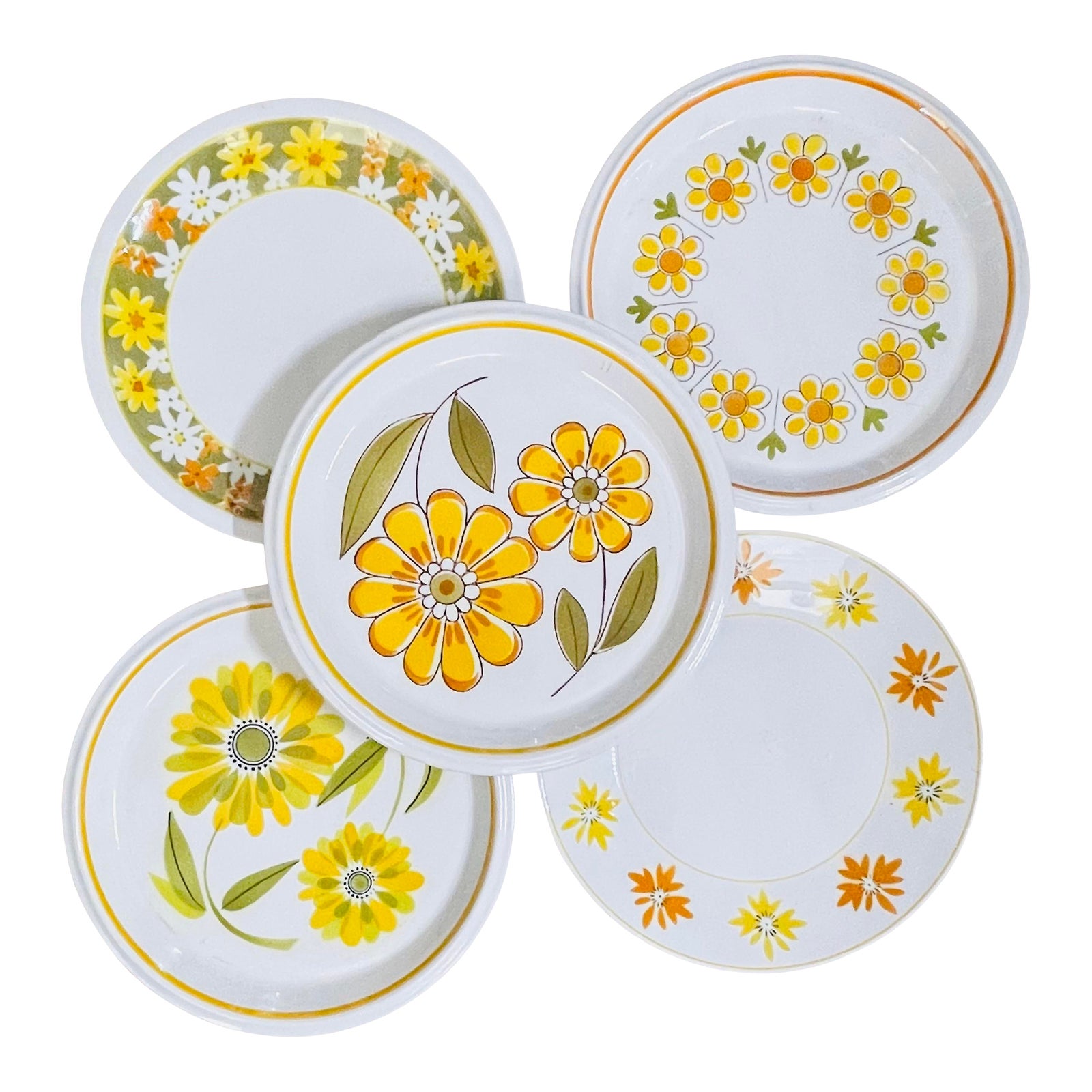 Vintage Mismatched Floral Salad Plates- Set of 5 | Chairish