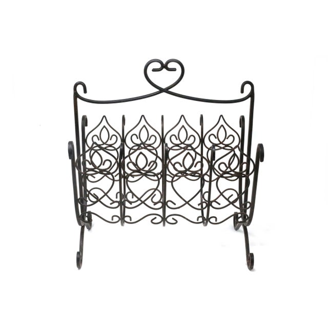 Vintage Mid Century Modern Wrought Iron Magazine Rack | Chairish