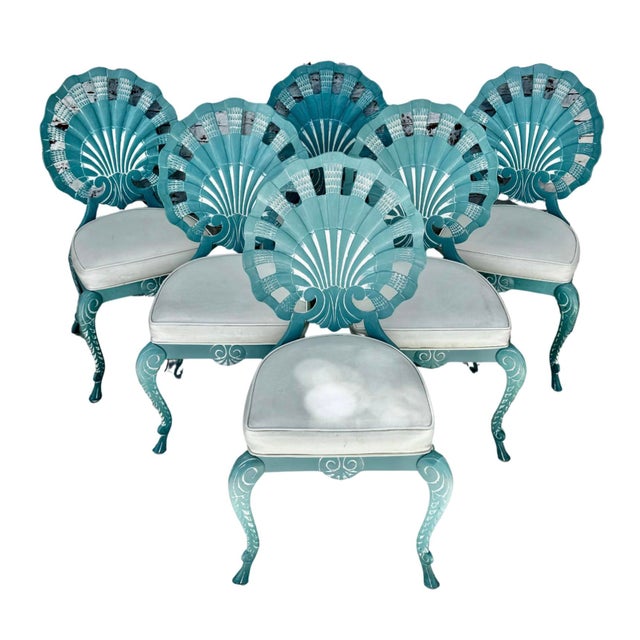 Shell Back Grotto Chairs Set of Six Vintage Brown Jordan Style | Chairish