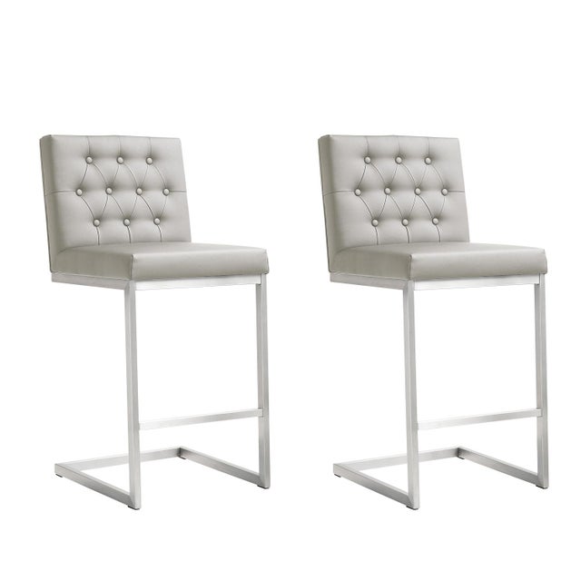 Helsinki Light Grey Steel Counter Stools - Set of 2 | Chairish