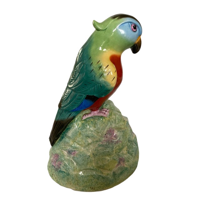 1940's Vividly Hand Painted Large Tropical Parrot Statues - a Pair ...