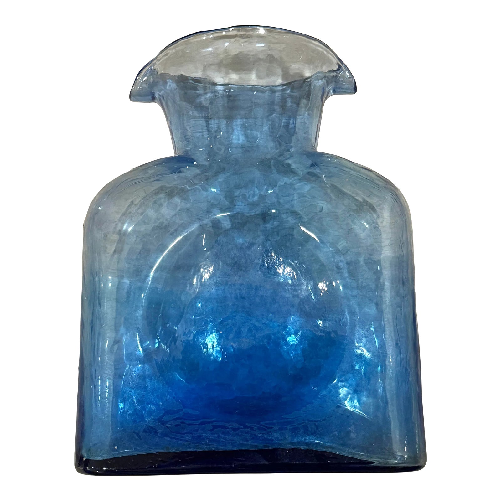 MCM Blue Blenko Glass Bottle | Chairish