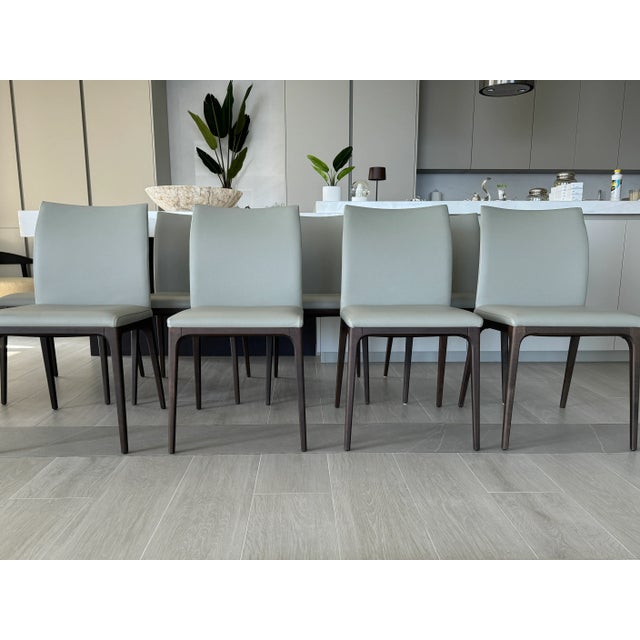 Yves Dining Chair by Artefacto in Gray Leather | Chairish