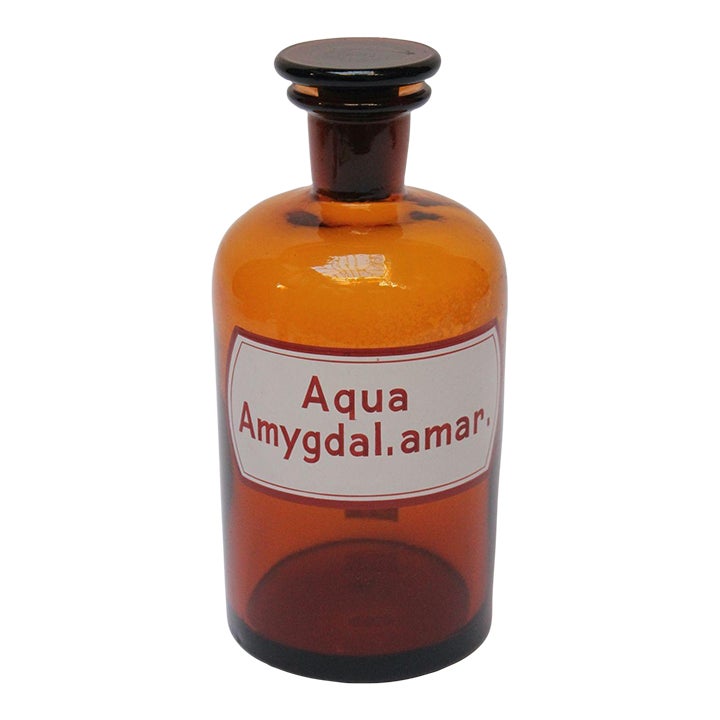 Vintage German Amber Glass "Aqua Amygdalae Amarae" Apothecary Bottle ...