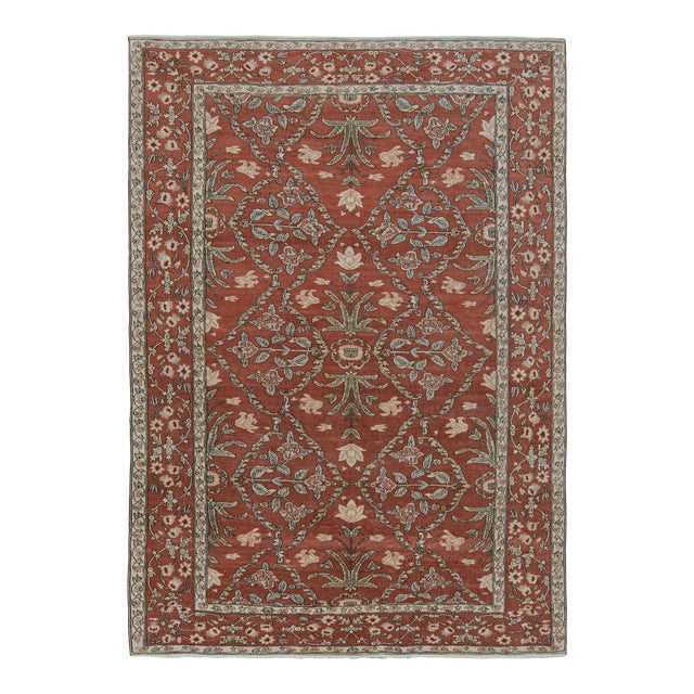 Rug & Kilim’s 17th Century Mogul Style Rug in Red With Beige Floral ...