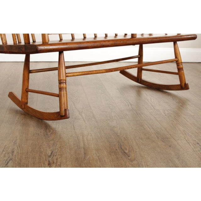 Antique American Pine Nanny Bench Cradle Rocker | Chairish