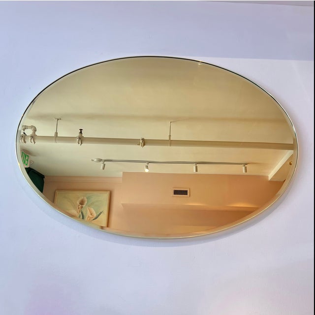 Vintage Amber Tinted Oval Mirror | Chairish